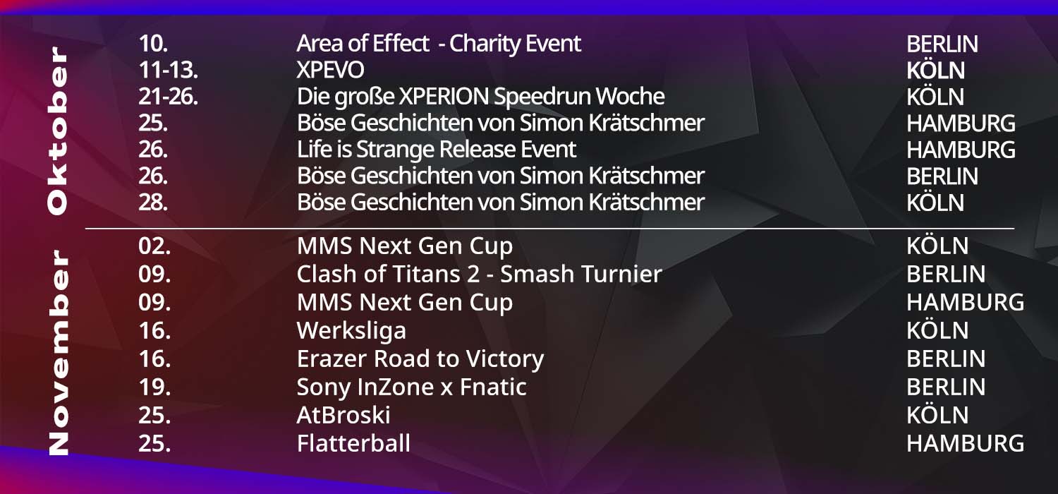 Events im XPERION - Die Gaming Location